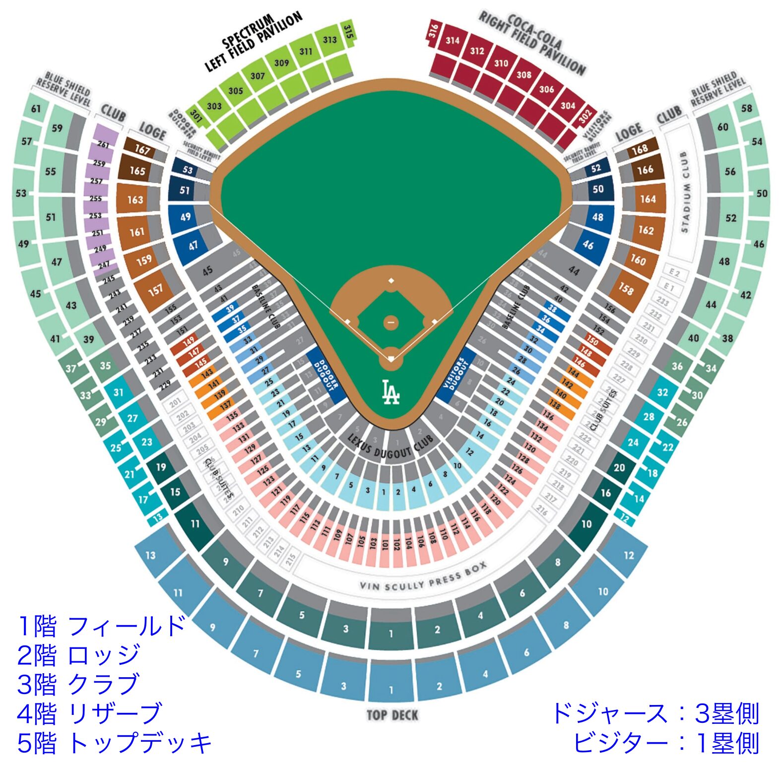 ご希望別【ドジャース観戦】おすすめ座席と座席図の見方をご紹介♪ | Ballpark Journey